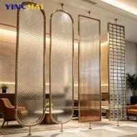 China Stainless Steel Multi Texture Art Glass Partition Screen With Dynamic Light Shadow for sale