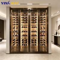 China Freestanding Wine Display Cabinet Stainless Steel LED Tempered Glass Home Bar Unit for sale