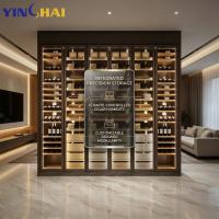 China Stainless Steel 6 Door Wine Cabinet LED Glass Door with Multi Drawer Storage for sale