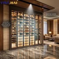 China Stainless Steel 6 Door Wine Cabinet LED Glass Door with Multi Drawer Storage for sale