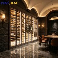 China Stainless Steel 6 Door Wine Cabinet LED Glass Door with Multi Drawer Storage for sale