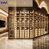 China Stainless Steel 6 Door Wine Cabinet LED Glass Door with Multi Drawer Storage for sale