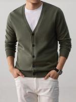 China Men's 100% wool V-neck Cardigan for sale