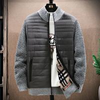 China Men's stand collar quilted jacket with knittd sleeves for sale