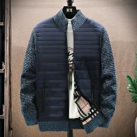 China Men's stand collar quilted jacket with knittd sleeves for sale