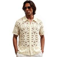 China Men's 100% cotton crochet short sleeve cardigan for sale