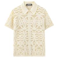 China Men's 100% cotton crochet short sleeve cardigan for sale