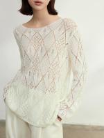 China Women's Cotton Vicose Croched pullover for sale