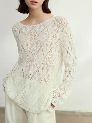 China Women's Cotton Vicose Croched pullover for sale