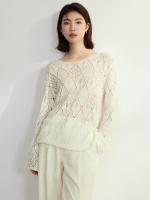 China Women's Cotton Vicose Croched pullover for sale