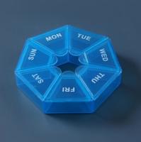 China Transparent 7 Day Weekly Pill Box Case Container Mini Pill Dispenser 8.3cm Custom Logo for sale