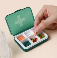 China Plastic Pill Box 6 Compartment Travel Medicine Organizer 9.5x7.2x2.8cm for sale