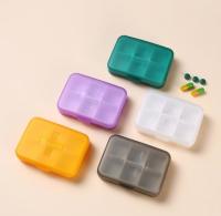 China Plastic Pill Box 6 Compartment Travel Medicine Organizer 9.5x7.2x2.8cm for sale