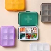 China Plastic Pill Box 6 Compartment Travel Medicine Organizer 9.5x7.2x2.8cm for sale