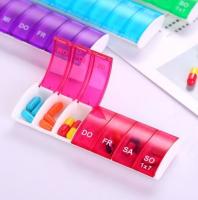 China 7 Day Weekly Plastic Travel Pill Case Container Portable Medicine Dispenser Storage Box 13.5cm for sale