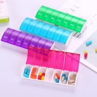 China 7 Day Weekly Plastic Travel Pill Case Container Portable Medicine Dispenser Storage Box 13.5cm for sale