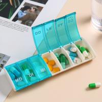 China 7 Day Weekly Plastic Travel Pill Case Container Portable Medicine Dispenser Storage Box 13.5cm for sale