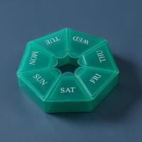 China Weekly Pill Organizer Small 7 Day Pill Box 7 Compartment Travel Plastic Pill Case 11x8x3cm for sale