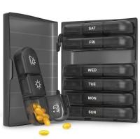 China Transparent Plastic Pill Storage Case 21 Compartments Rainbow Color Medicine Organizer 14.2x6.9x6.5cm for sale