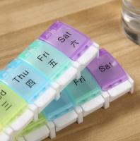 China Transparent Plastic 7 Day Pill Organizer Box 22x5.2x2.6cm with Button for Business for sale
