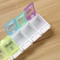China Transparent Plastic 7 Day Pill Organizer Box 22x5.2x2.6cm with Button for Business for sale