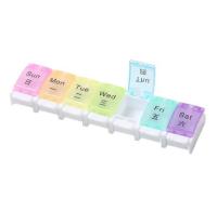 China Transparent Plastic 7 Day Pill Organizer Box 22x5.2x2.6cm with Button for Business for sale