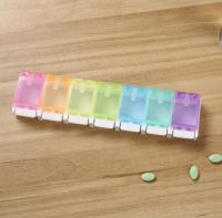 China Transparent Plastic 7 Day Pill Organizer Box 22x5.2x2.6cm with Button for Business for sale