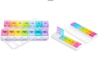 China Transparent Plastic 7 Day Pill Organizer Box 22x5.2x2.6cm with Button for Business for sale