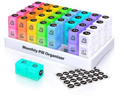 China 32 Compartment Plastic Pill Box Medicine Organizer Case 22x5.2x2.6cm Custom Color for sale