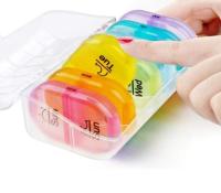 China 14 Compartment Plastic Pill Box 7 Day Portable Travel Pill Organizer Case 15x8x4.7cm for sale