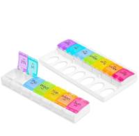 China 14 Case 7 Day Weekly Plastic Pill Box Case Organizer with Button for sale