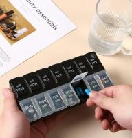 China 2 Times AM PM Daily Pill Dispenser Organizer Pocket Weekly Pill Storage Box 20.5x10.3x7cm for sale