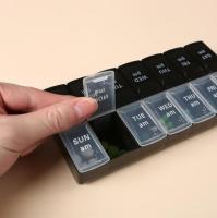 China 2 Times AM PM Daily Pill Dispenser Organizer Pocket Weekly Pill Storage Box 20.5x10.3x7cm for sale