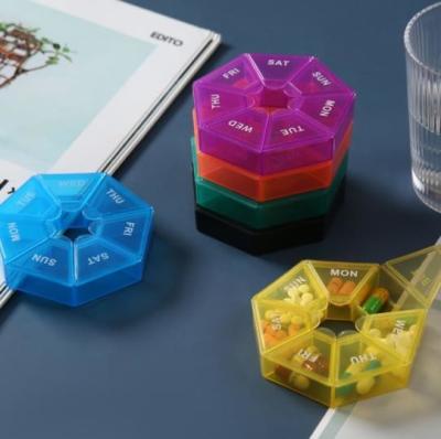 China 7 Day Pocket Medicine Box Mini Weekly Travel Plastic Pill Box 17.5x8.5x3cm for sale