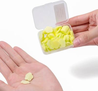 China Flower Shape Disposable Soap Slice Portable Mini Soap Paper 50pcs per Box Custom Logo for sale