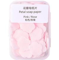 China Flower Shape Disposable Soap Slice Portable Mini Soap Paper 50pcs per Box Custom Logo for sale