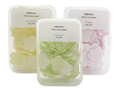China Mini Portable Disposable Paper Soap Sheets 50pcs per Box Travel Hand Wash for sale