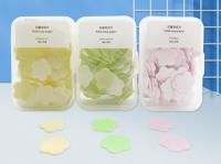 China Mini Portable Disposable Paper Soap Sheets 50pcs per Box Travel Hand Wash for sale