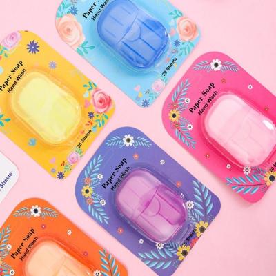 China Mini Disinfecting Soap Slice Disposable Hand Paper Soap Sheets Natural Portable Travel 50pc per Box for sale