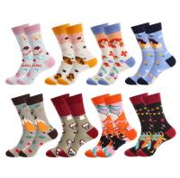 China Custom Cartoon Designer Cute Cotton Unisex Happy Crew Socks OEM 500 Pairs MOQ for sale