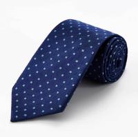 China Custom Navy Silk Necktie Woven Men Tie 200pcs MOQ OEM Logo Printing for sale