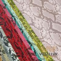 China Garments Snakeskin Faux Leather Fabric PU Synthetic Patterned Faux Leather Sheets for sale