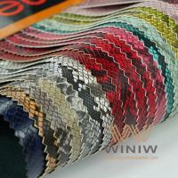 China Garments Snakeskin Faux Leather Fabric PU Synthetic Patterned Faux Leather Sheets for sale