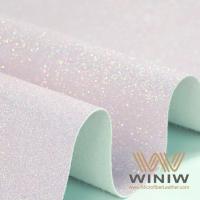 China Embossed Glitter PU Leather Waterproof 0.8mm Thickness Vegan Microfiber Leather for sale
