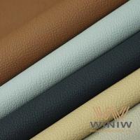 China Textured Lychee Pattern PU Leather Soft Solid Color 1.4mm Thickness for sale