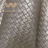 China Faux Shoes Synthetic Leather Woven Pattern Microfiber Breathable Leather Fabric for sale