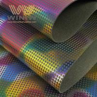 China Colorful Faux Printed Laser Leather Sheets Dazzling 100 Pu Leather for sale