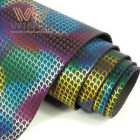 China Colorful Faux Printed Laser Leather Sheets Dazzling 100 Pu Leather for sale