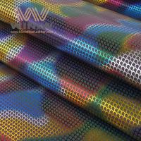 China Colorful Faux Printed Laser Leather Sheets Dazzling 100 Pu Leather for sale