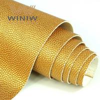 China Golden Texture Leatherette Upholstery Material Sewing Craft For Ball Pu Coated Leather for sale